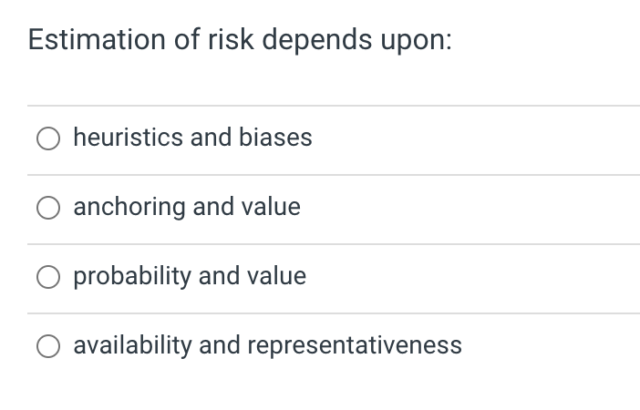 Solved Estimation Of Risk Depends Upon Heuristics And