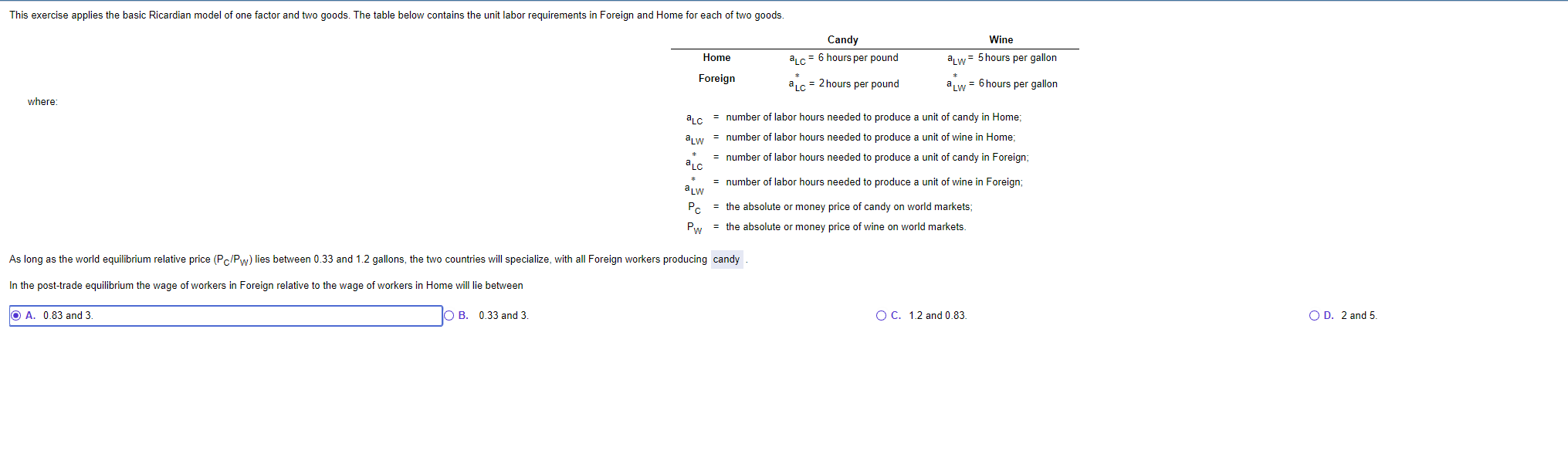 Solved This exercise applies the basic Ricardian model of | Chegg.com