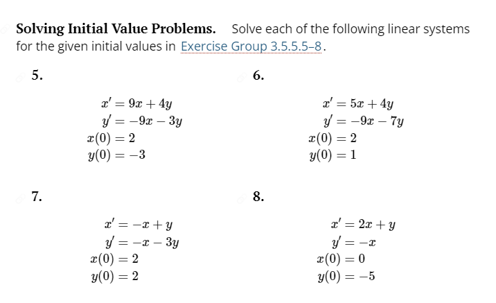 Solved Solving Initial Value Problems. Solve each of the | Chegg.com