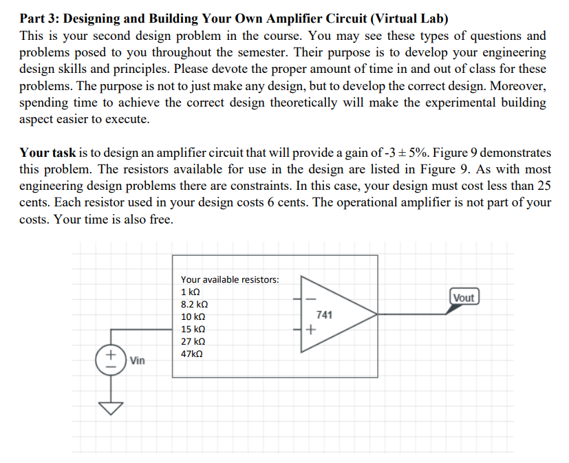 Solved Part 3: Designing and Building Your Own Amplifier | Chegg.com