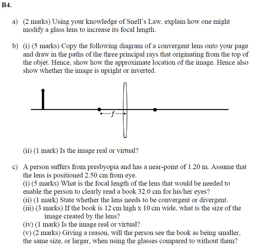 Solved B4. a) (2 marks) Using your knowledge of Snell's Law, | Chegg.com