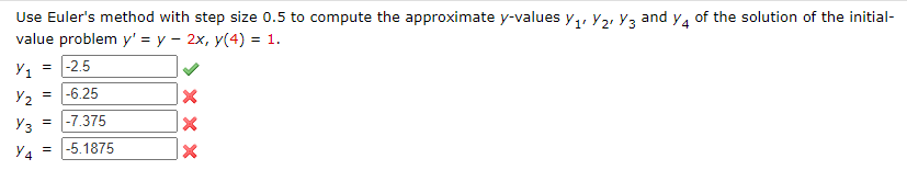 Solved Use Euler's method with step size 0.5 to compute the | Chegg.com