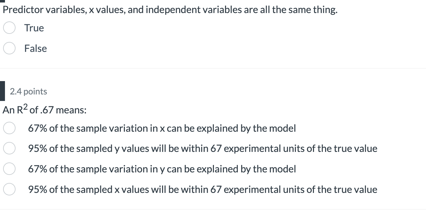 Solved Predictor Variables X Values And Independent 