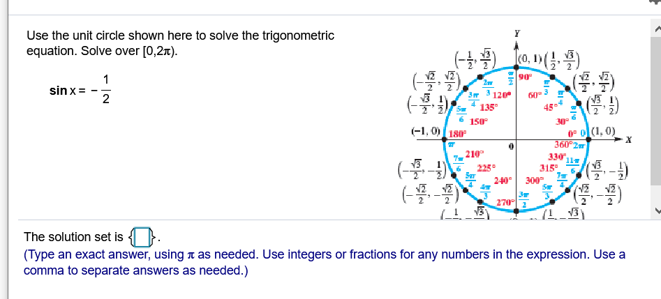 Solved Use the unit circle shown here to solve the | Chegg.com