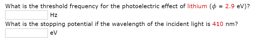 Solved what is the threshold frequency for the photoelectric | Chegg.com