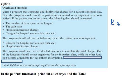 Solved Overloaded Hospital Write a program that computes and | Chegg.com Solved Overloaded Hospital Write a program that computes and | Chegg.com