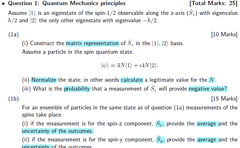 Solved Question 1: Quantum Mechanics principles [Total | Chegg.com