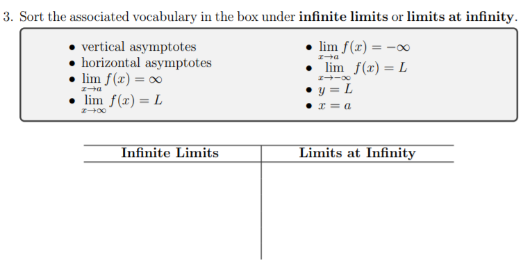Solved 3. Sort the associated vocabulary in the box under | Chegg.com