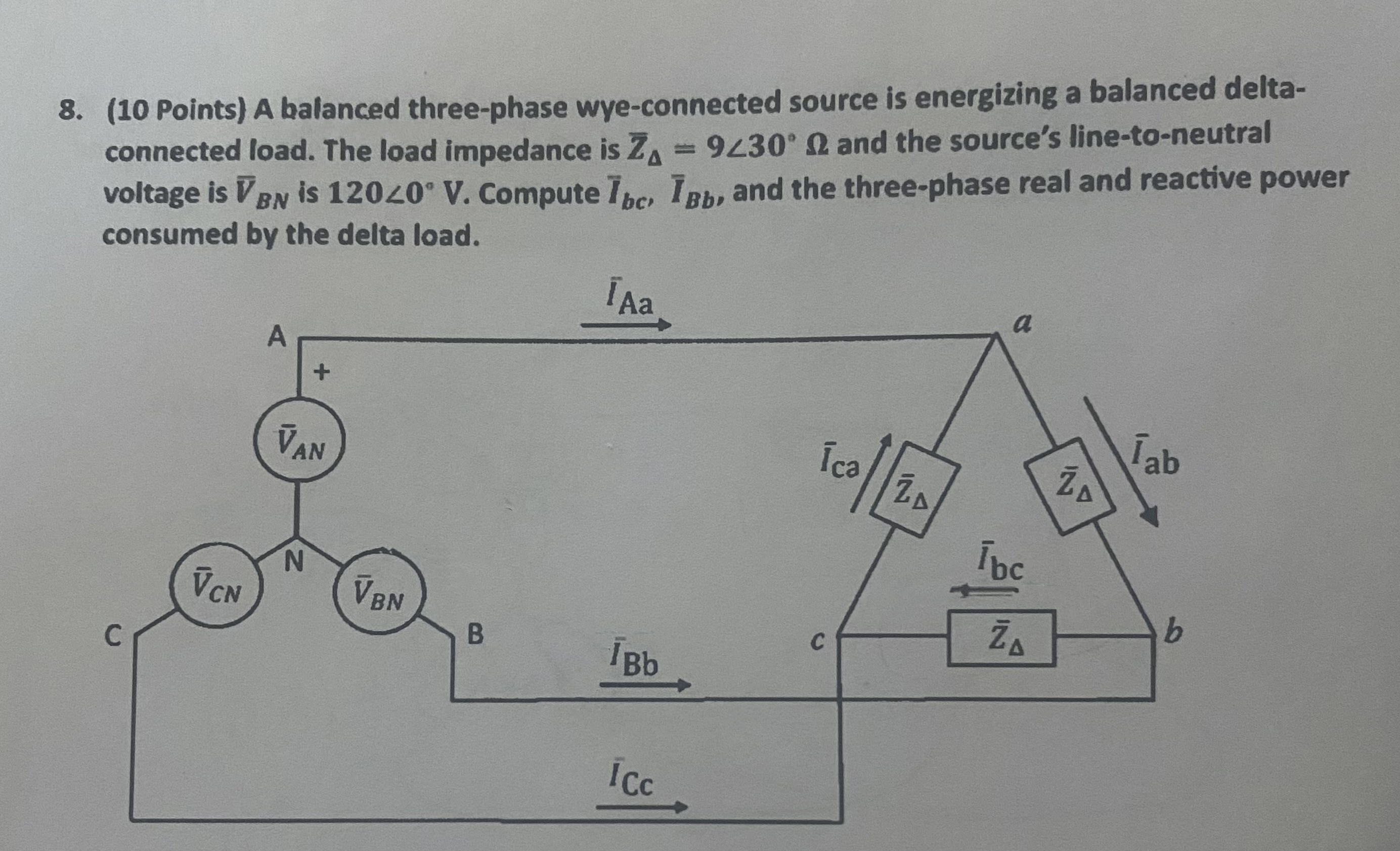 compute Ibc, IBb, and the three phase real and | Chegg.com
