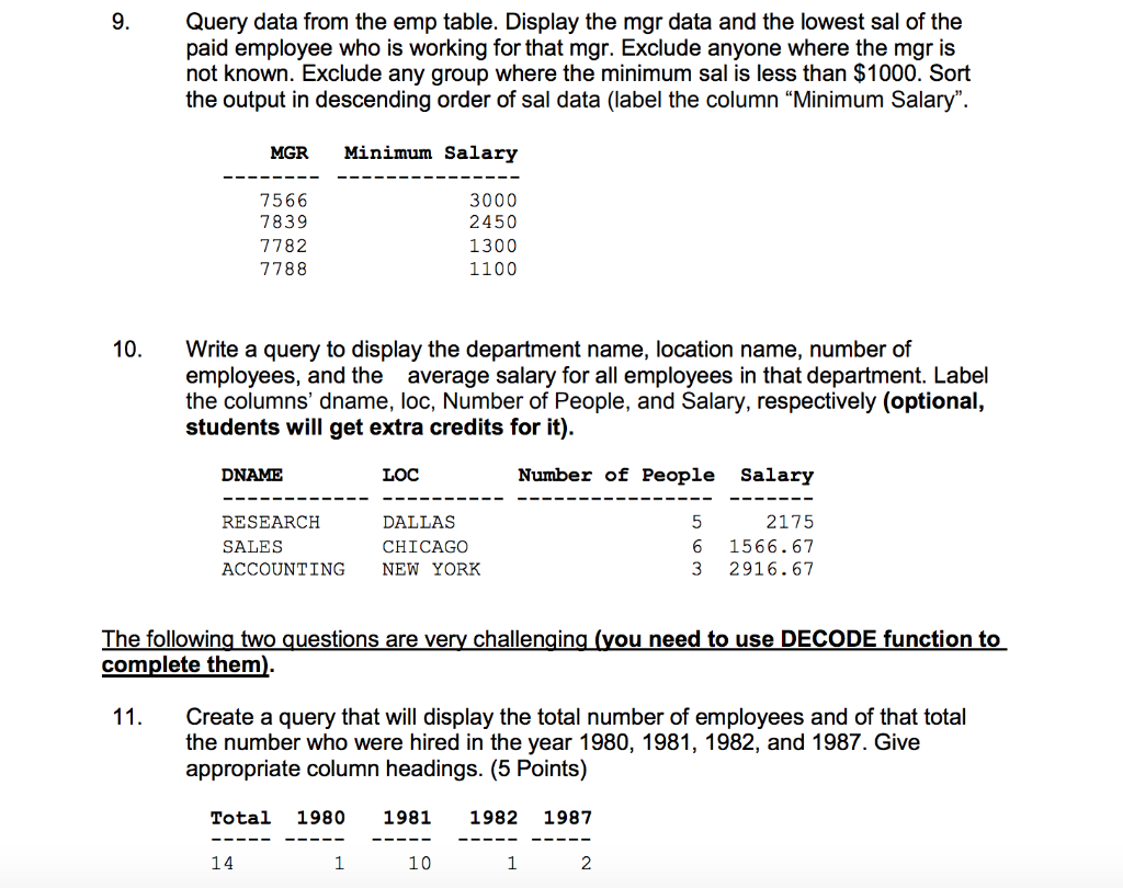 Run sqlplus system/Oracle11. THIS QUESTION ARE BASE | Chegg.com