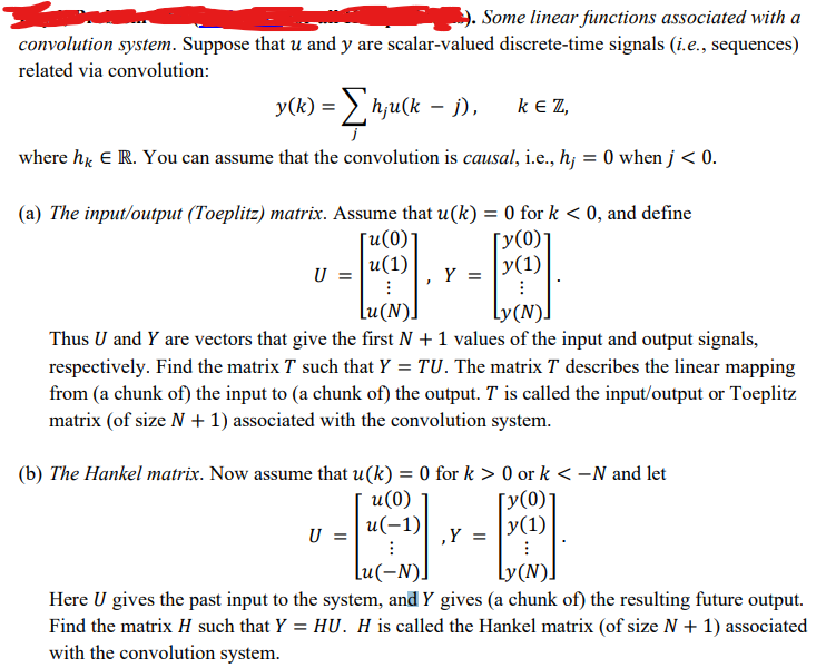 Solved convolution system. Suppose that u and y are | Chegg.com