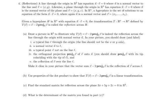Solved 4. (Reflections) A line through the origin in R has | Chegg.com