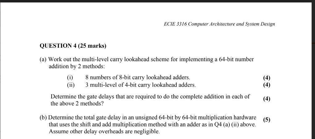 Solved ECIE 3316 Computer Architecture and System Design | Chegg.com