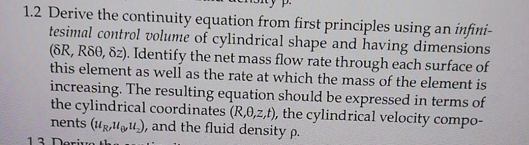 Solved 1.2 Derive the continuity equation from first | Chegg.com
