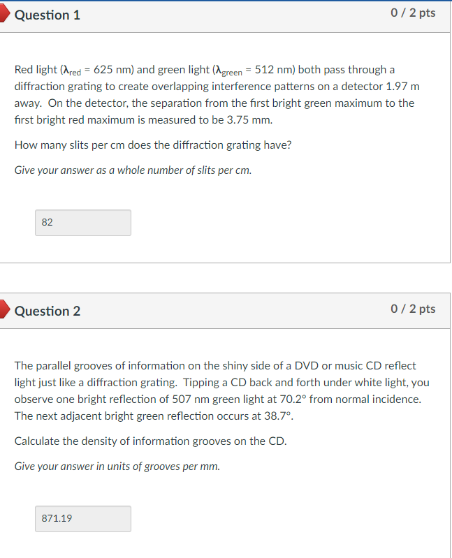 Solved Red light (λred =625 nm) and green light (λgreen =512 | Chegg.com