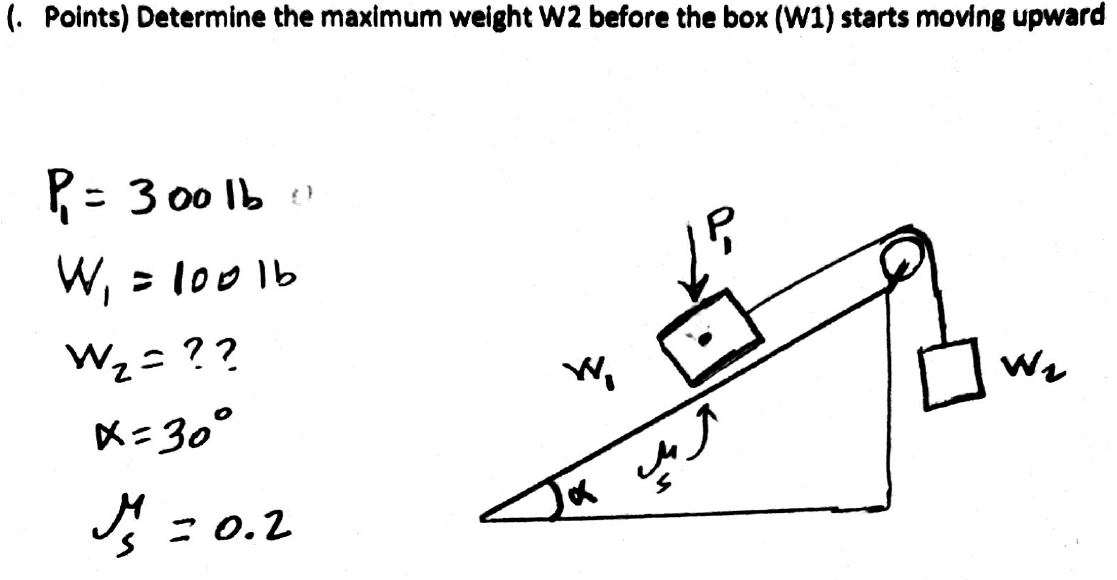 Solved (. Points) Determine the maximum weight W2 before the | Chegg.com