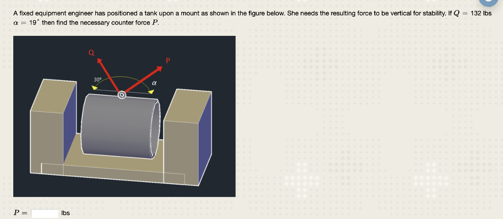 Solved A fixed equipment engineer has positioned a tank upon | Chegg.com