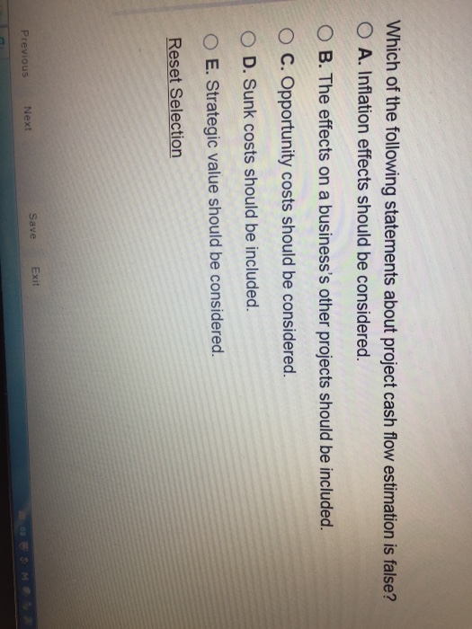 Solved Which of the following statements about project cash | Chegg.com