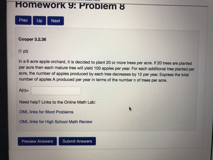 Solved Homework 9: Probiem 8 Prev UpNext Cooper 3.2.36 (1 | Chegg.com