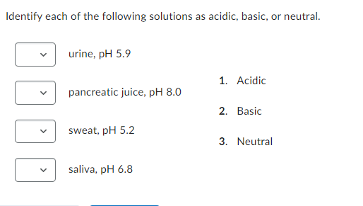 Solved Identify each of the following solutions as acidic, | Chegg.com