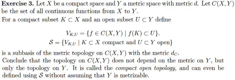 Solved Exercise 3. Let X be a compact space and Y a metric | Chegg.com