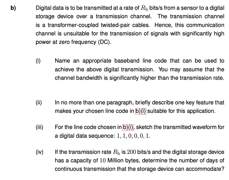 Solved Digital data is to be transmitted at a rate of Rb | Chegg.com