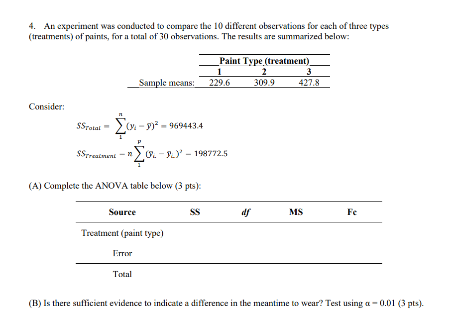 Solved An experiment was conducted to compare the 10 | Chegg.com