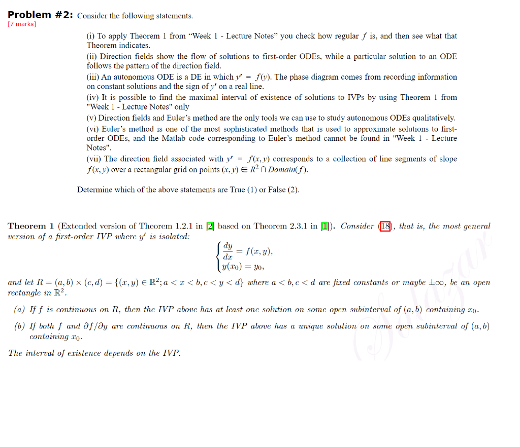 Problem #2: Consider the following statements. [7 | Chegg.com