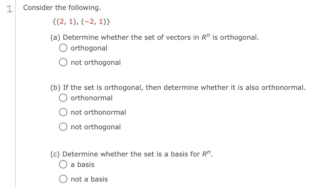 Solved { 2 1 −2 1 } A Determine Whether The Set Of