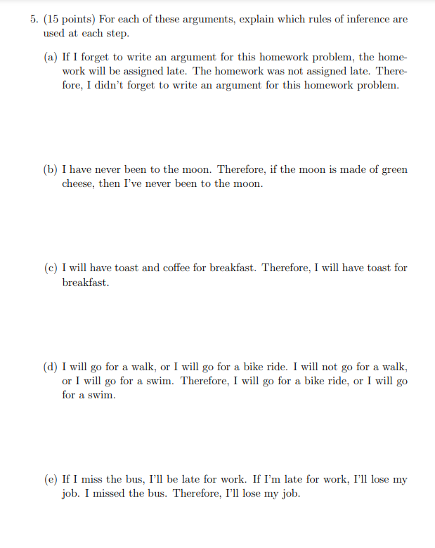 (15 ﻿points) ﻿For each of these arguments, explain | Chegg.com