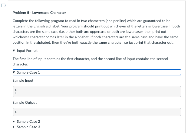 Solved D Problem 5 - Lowercase Character Complete the | Chegg.com
