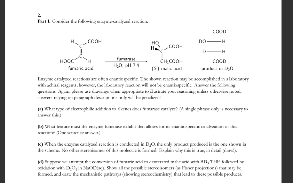2. Part 1: Consider the following enzyme-catalyzed | Chegg.com