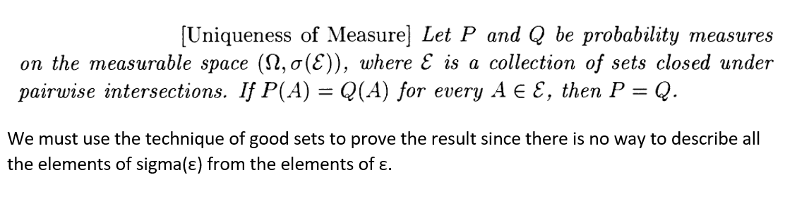 Solved [Uniqueness of Measure] Let P and Q be probability | Chegg.com