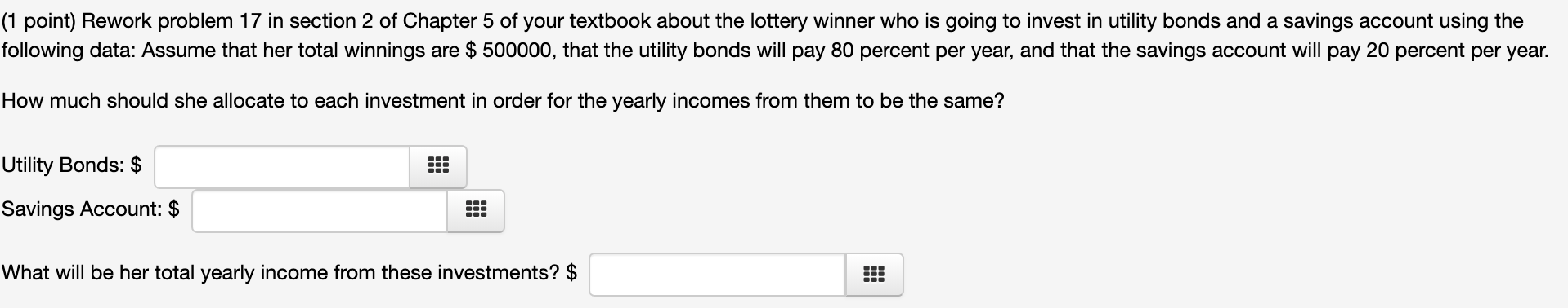 Solved (1 point) Rework problem 17 in section 2 of Chapter 5 | Chegg.com
