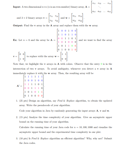 011 012 Input: A two dimensional nxn (n is an even | Chegg.com