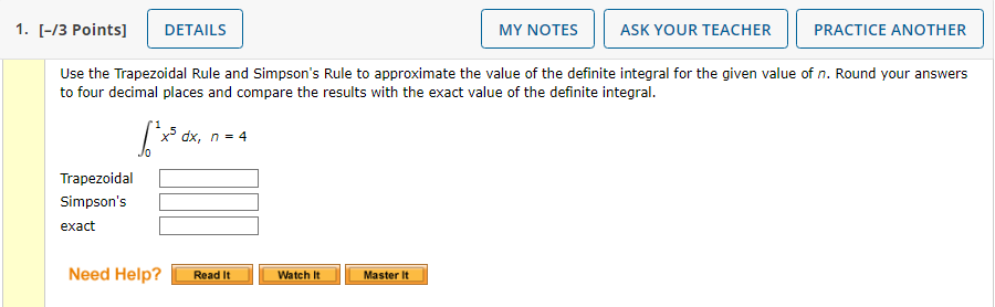 Solved Use the Trapezoidal Rule and Simpson's Rule to | Chegg.com