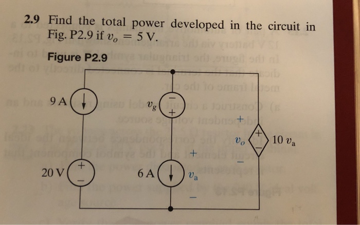 Solved 2.9 Find the total power developed in the circuit in | Chegg.com
