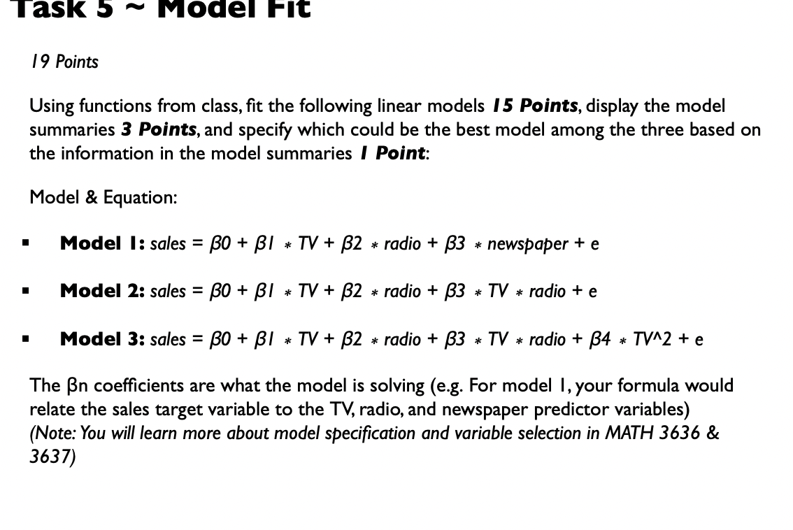 Using functions from class, fit the following linear | Chegg.com