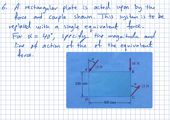 Solved A rectangular plate is acted upon by the force and | Chegg.com