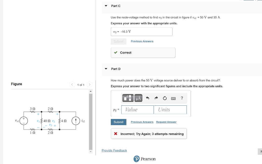Solved Use the node-voltage method to find v3 in the circuit | Chegg.com