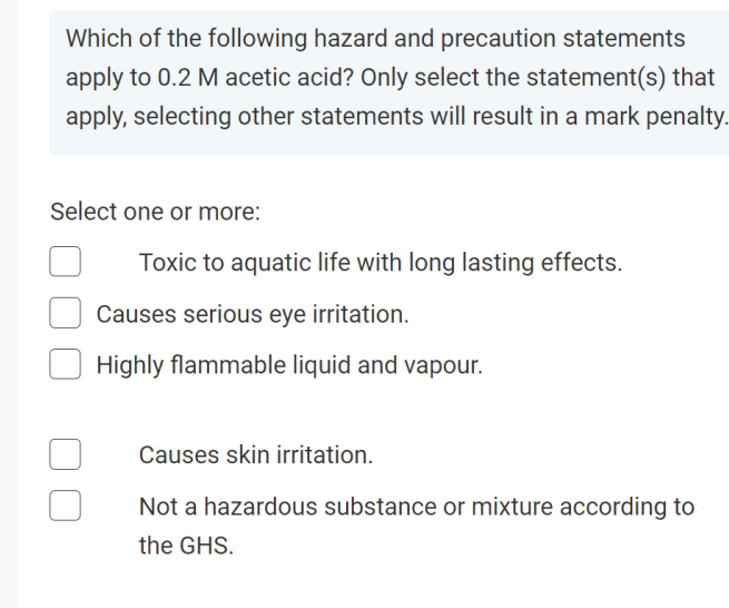 Solved Which of the following hazard and precaution | Chegg.com