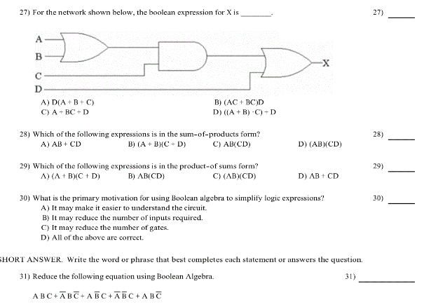 Solved 27) For the network shown below, the boolean | Chegg.com Solved 27) For the network shown below, the boolean | Chegg.com