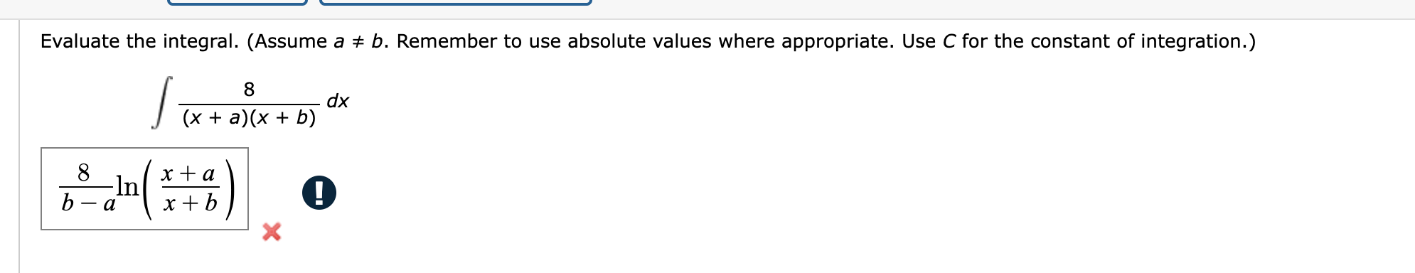 Solved Evaluate the integral. (Assume a =b. Remember to use | Chegg.com