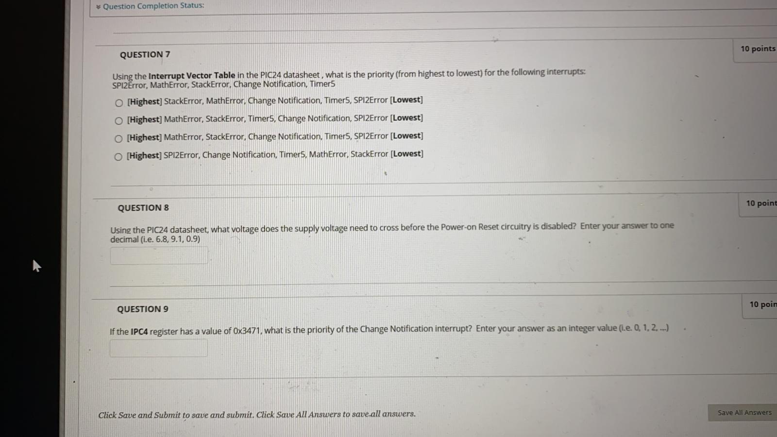 * Question Completion Status: 10 points QUESTION 7 | Chegg.com