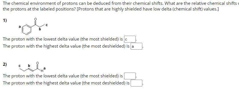 Solved The chemical environment of protons can be deduced | Chegg.com