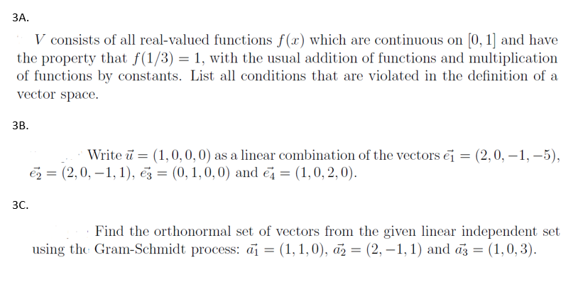 Solved 3A. V consists of all real-valued functions f(x) | Chegg.com