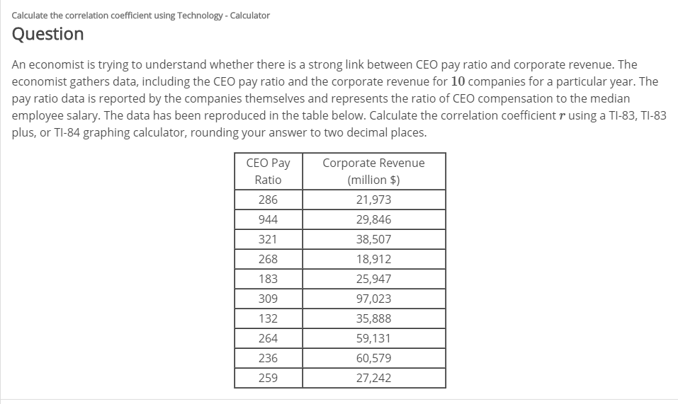 Solved Calculate the correlation coefficient using | Chegg.com