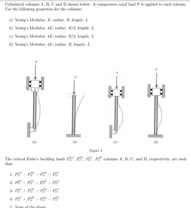 Solved Cylindrical columns A, B, C and D shown below. A | Chegg.com
