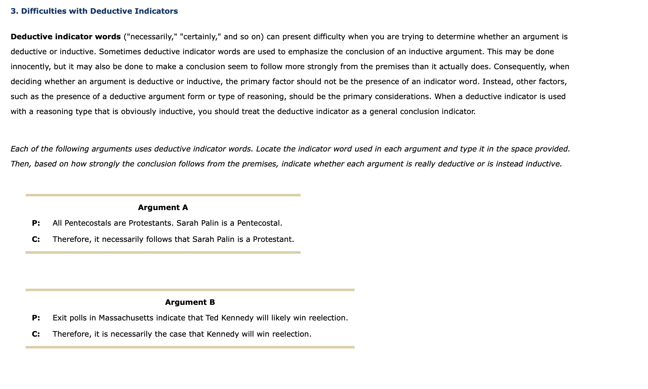Solved 3. Difficulties with Deductive Indicators Deductive | Chegg.com