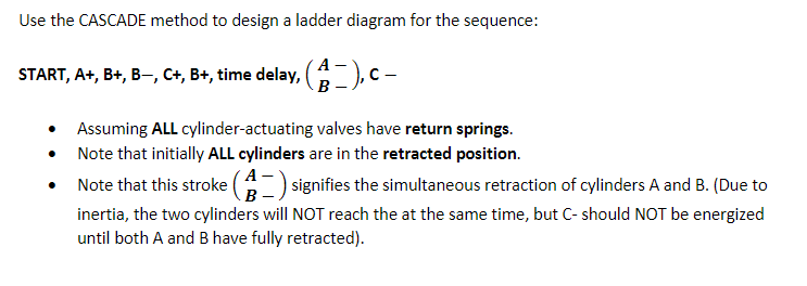 Use the CASCADE method to design a ladder diagram for | Chegg.com